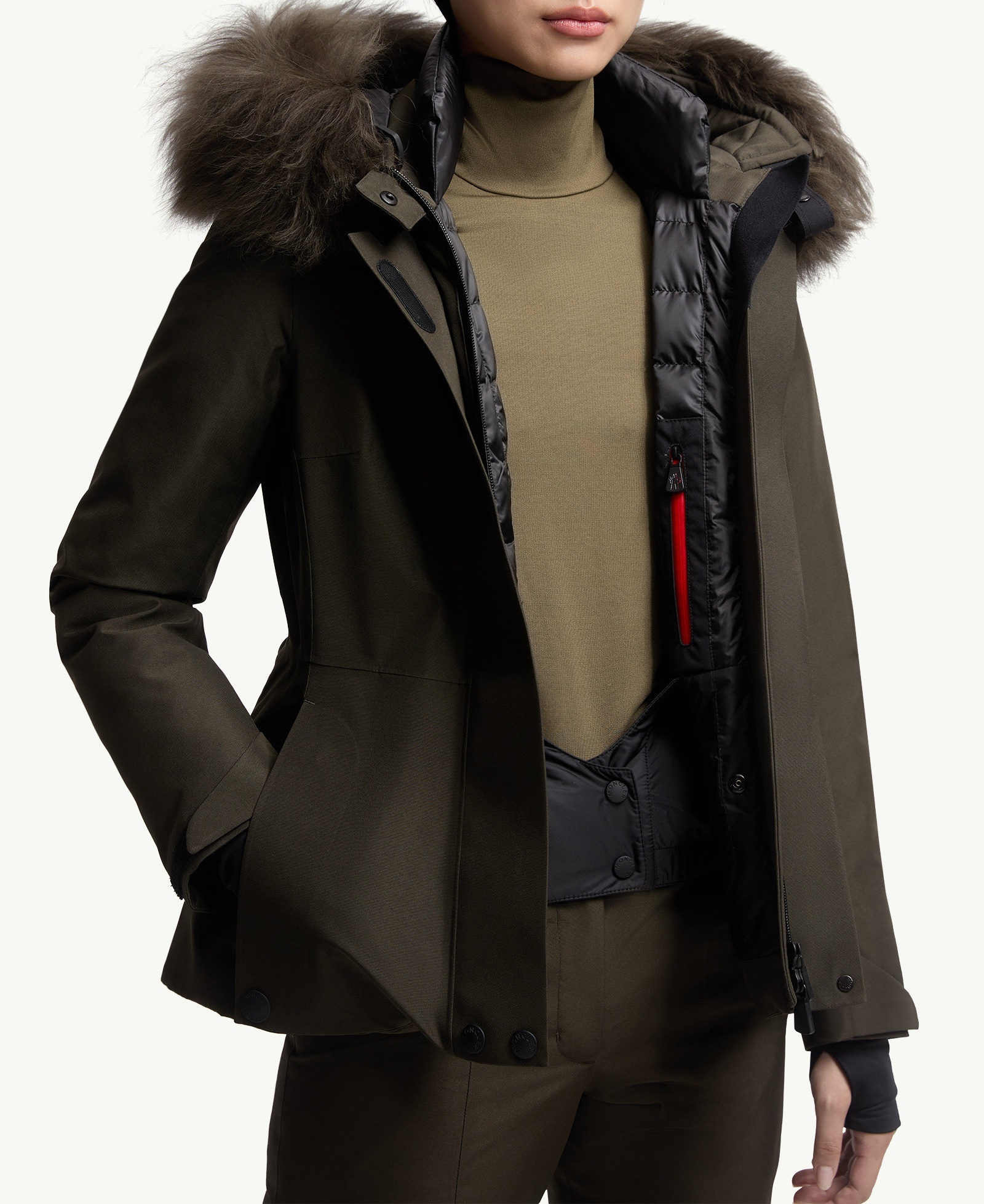 MONCLER Moncler Grenoble Laplance Belted Down Jacket with Fur Hood